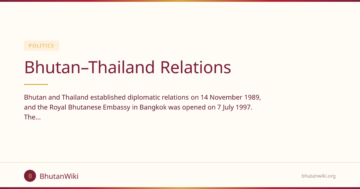 Bhutan–Thailand Relations | BhutanWiki